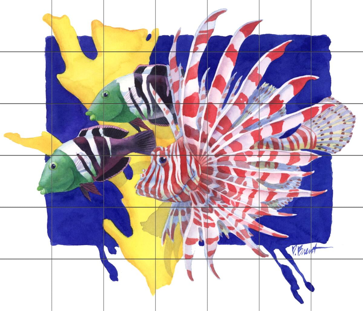 Tile Mural Bathroom Backsplash - PB- Spotfin Lionfish - by Paul Brent ...