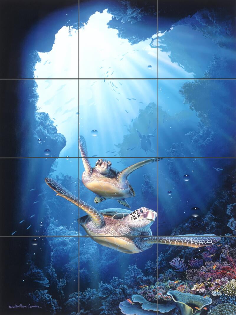Tile Mural Bathroom Backsplash - Turtle Dreams-CRL - by Christian Riese ...