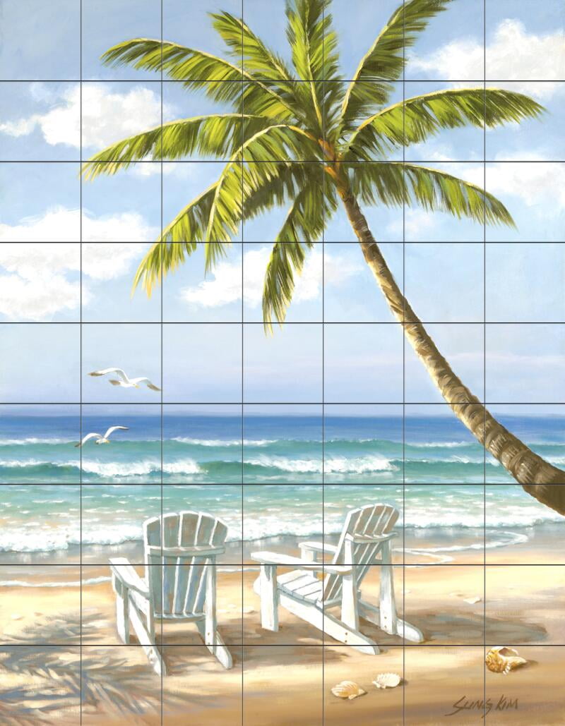 Tile Mural Kitchen Backsplash - Hidden Beach-SK - by Sung Kim - Walmart.com