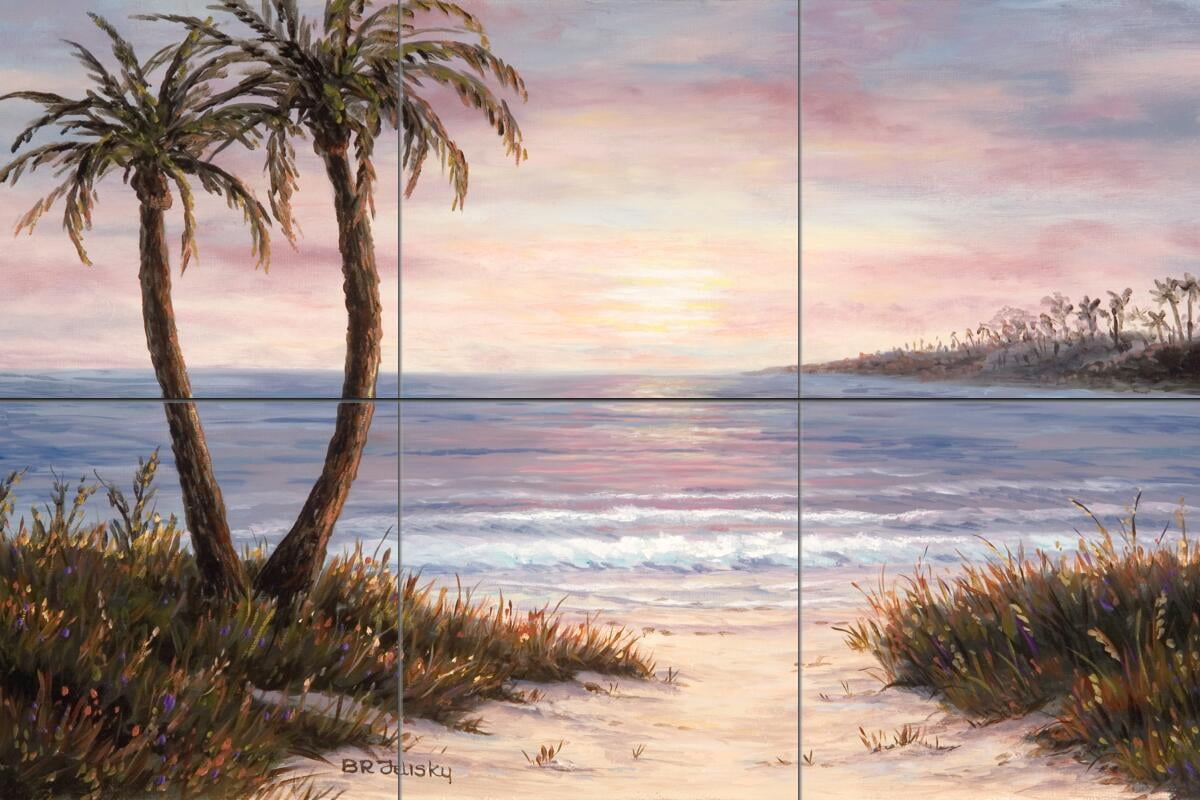 Tile Mural Kitchen Backsplash - Palm Trees and Sand - by Barbara ...