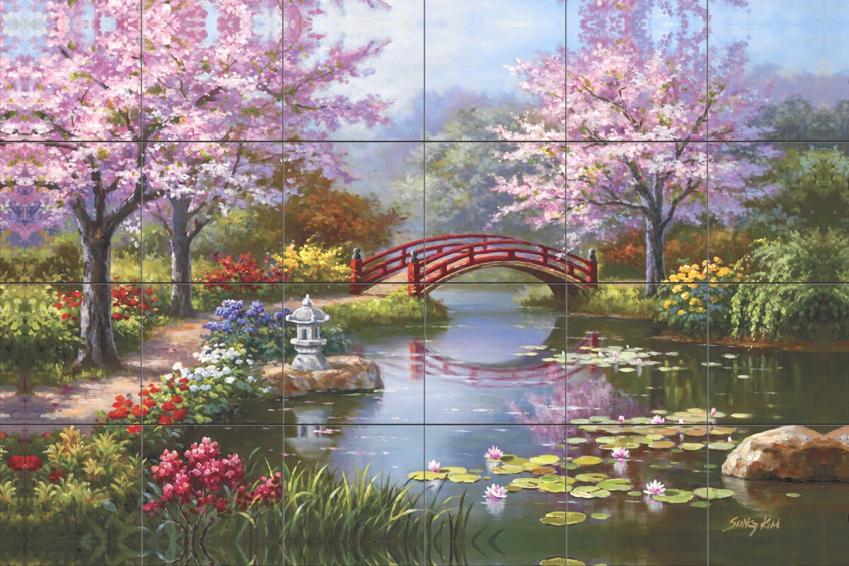 Tile Mural Kitchen Backsplash - SK-Japanese Garden - by Sung Kim ...
