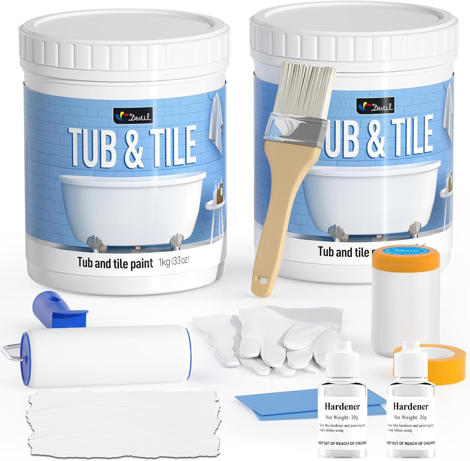 Tile Paint, Tub and Tile Refinishing Kit with Tools, White Bathtub ...