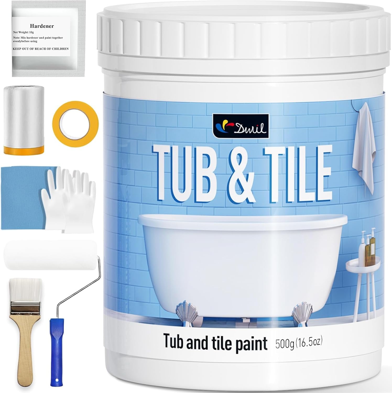 Tile Paint, Tub and Refinishing Kit with Tools, Water-based Bathtub Paint - Low Odor, Easy to ...