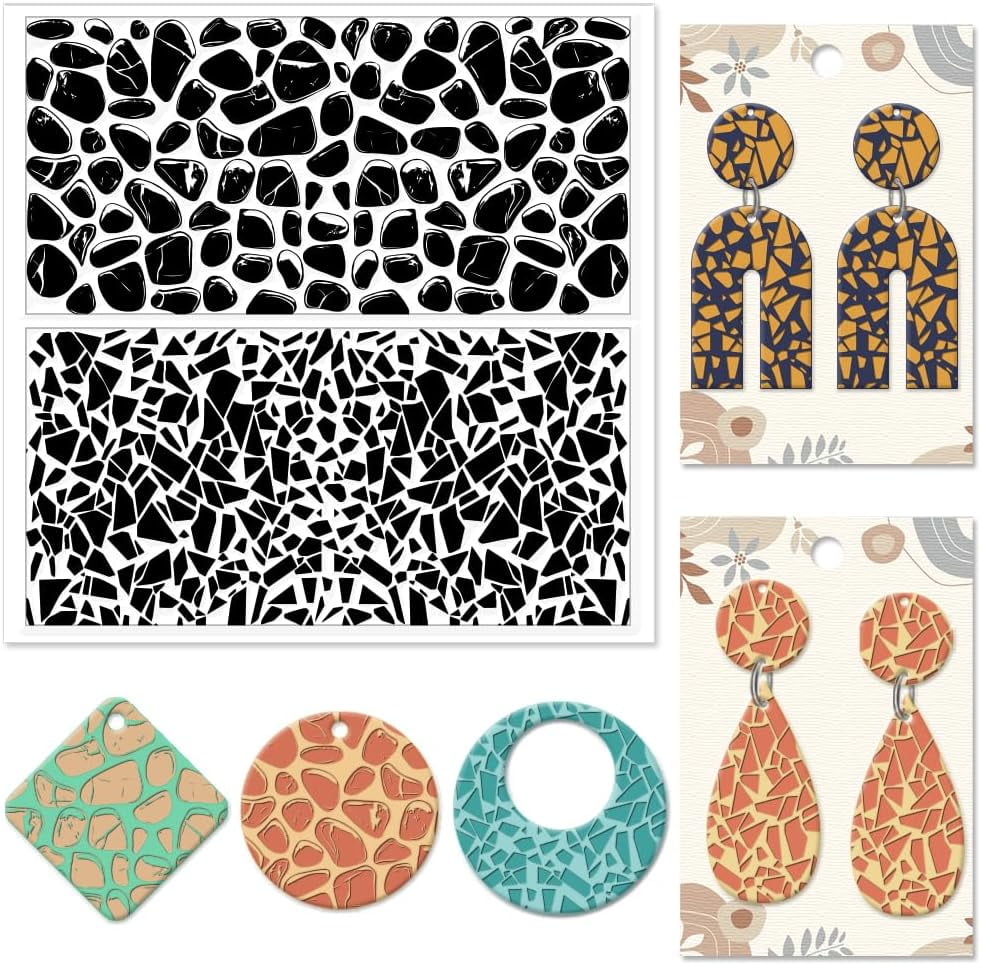 Tile Pattern Polymer Clay Texture Sheets Pebble Texture for Earrings ...