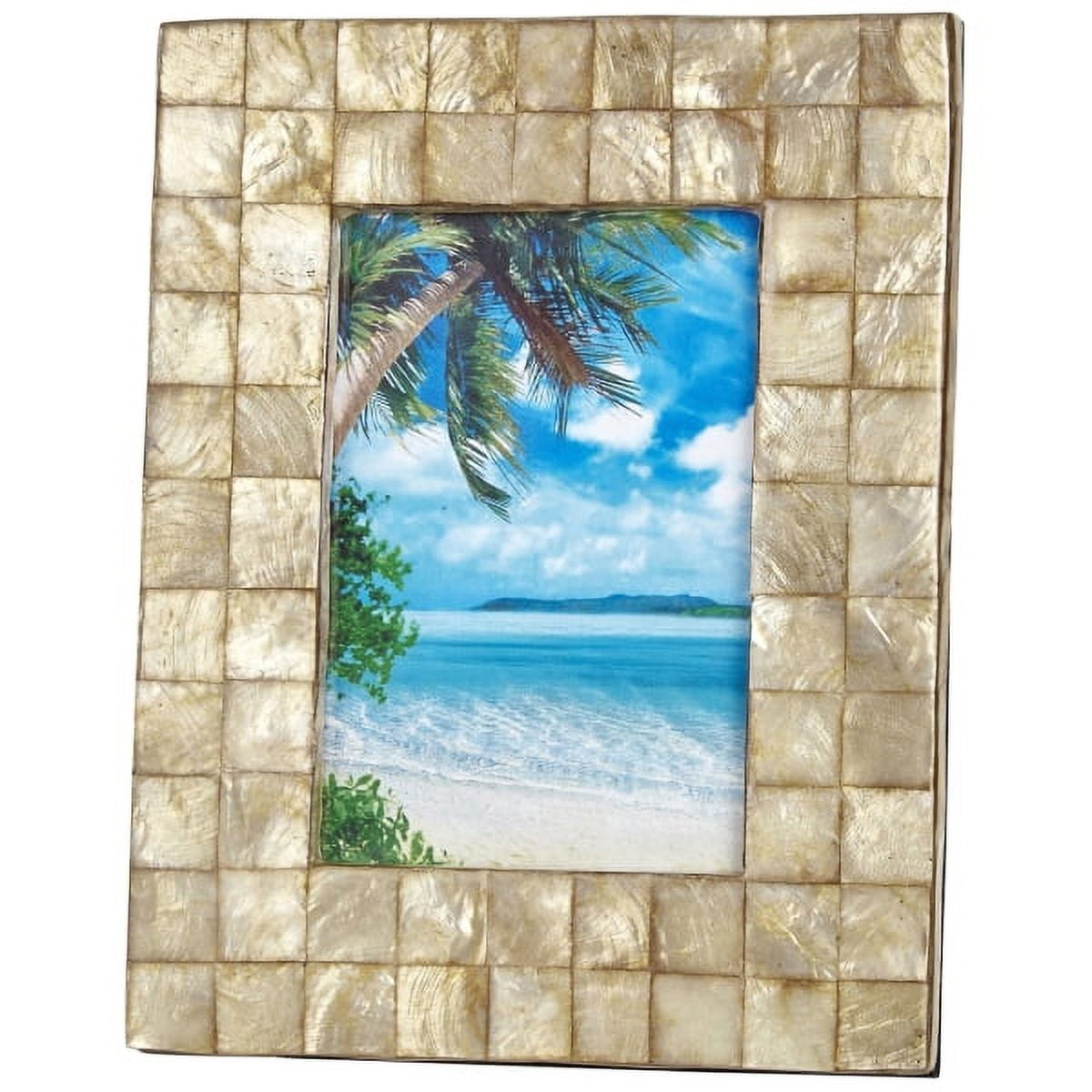 Tile Patterned Capiz Shell Photo Frame 4x6" Champagne Beige - Walmart.com