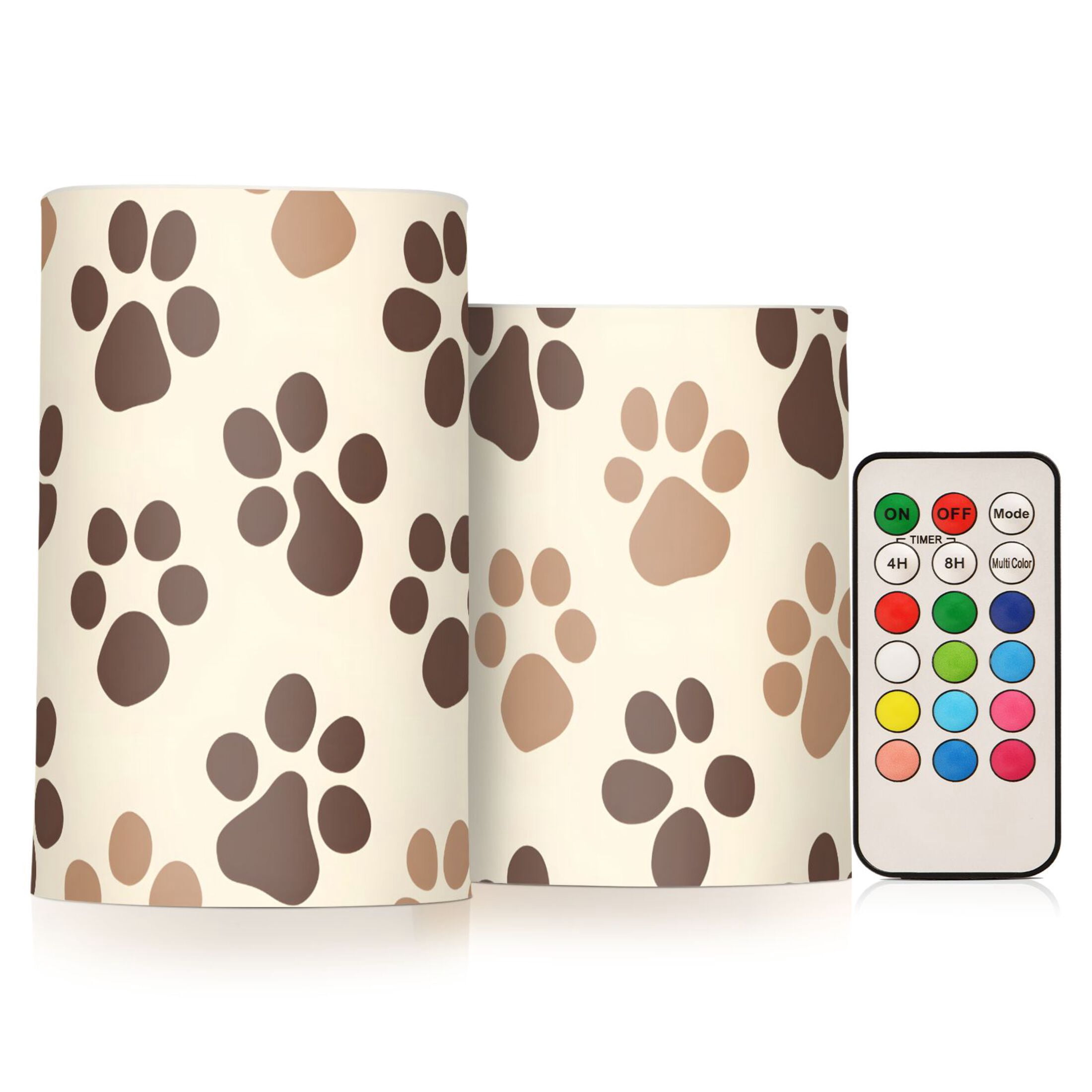 Tile Paw Print Brown Black Flickering Flameless Candles Battery ...