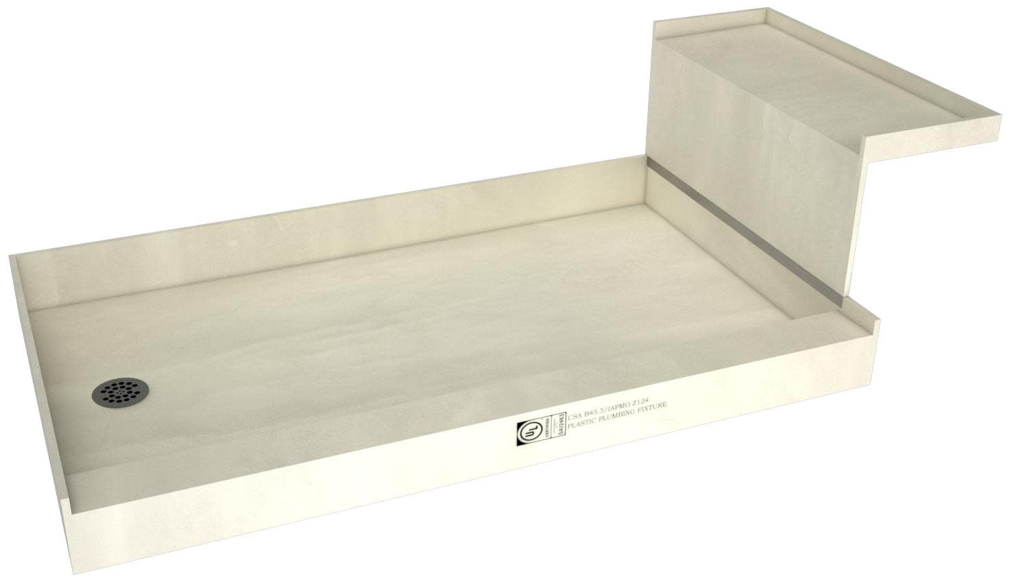 Tile Redi P3648LRB36KITBN Base'n Bench 60" X 36" Rectangular Shower ...