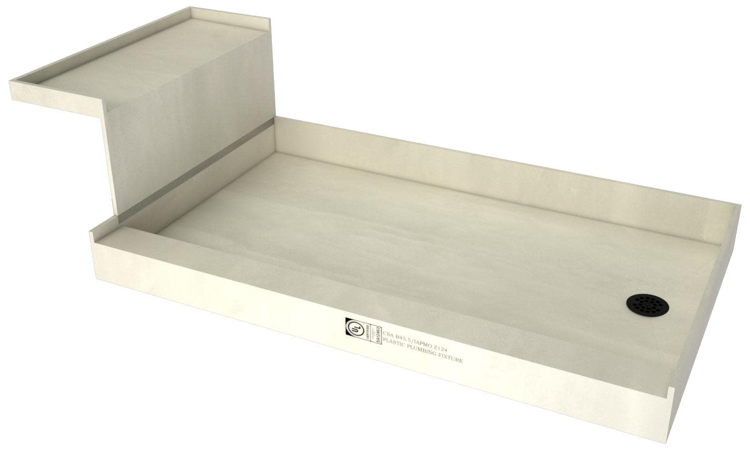 Tile Redi P3648rrb36kit Base'n Bench 60" X 36" Rectangular Shower Base ...