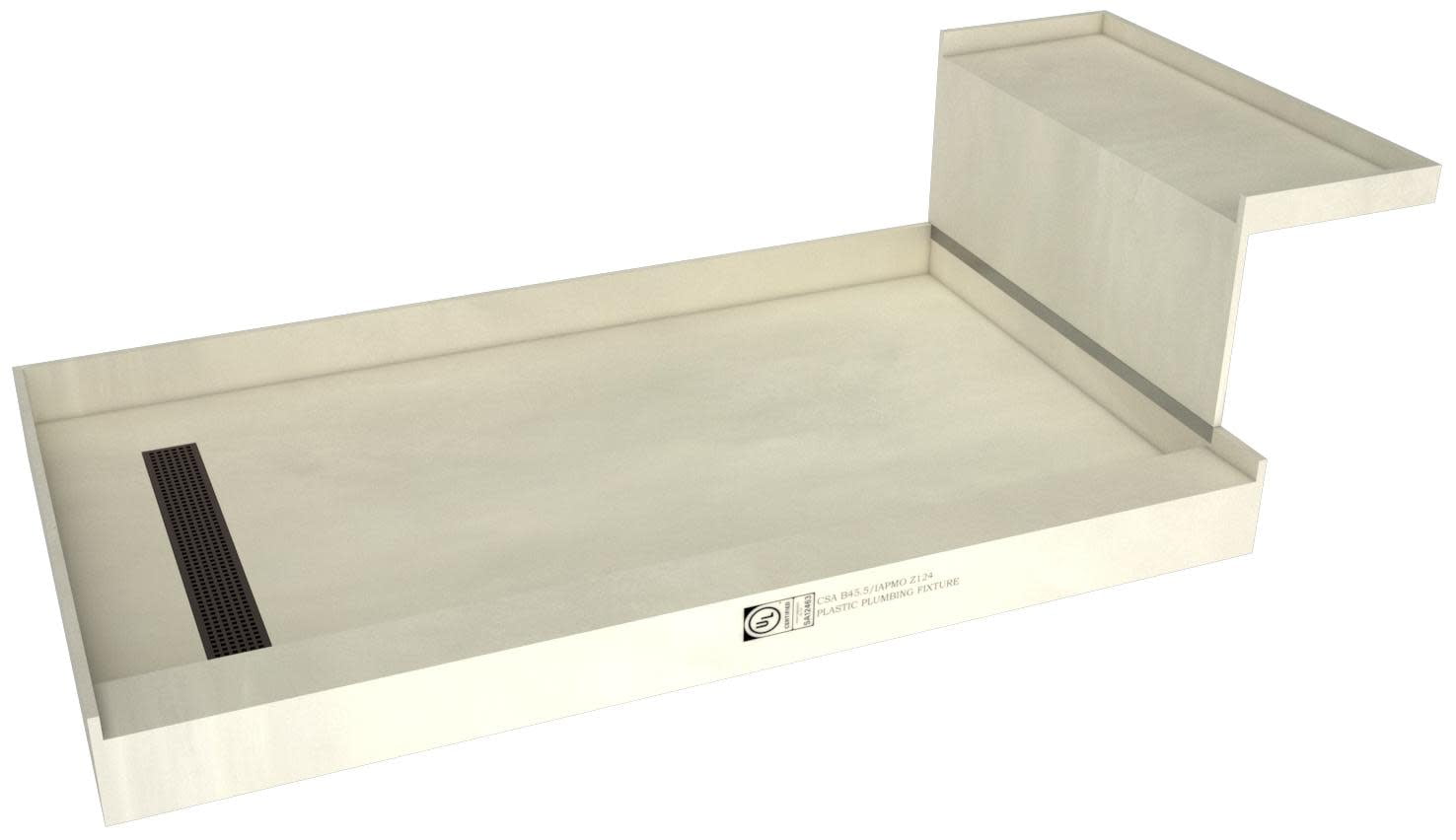 Tile Redi Rt3648lrb36kit Base'n Bench 60" X 36" Rectangular Shower Base ...