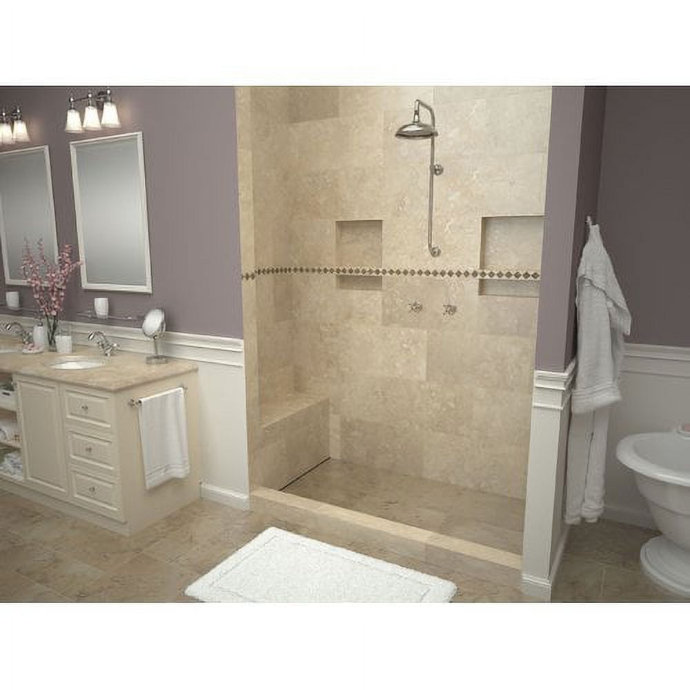 Tile Redi Single Threshold Shower Base with Bench and Drain Top ...