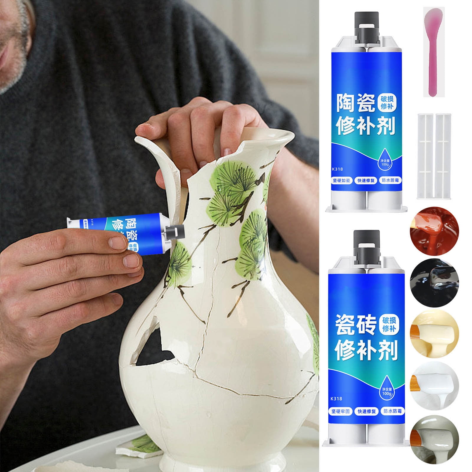 Tile Repair Paste 100g | Ceramic Glaze & Porcelain Crack Filler | Floor ...