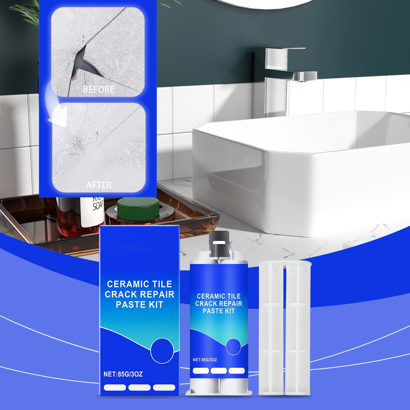 Tile Repair Paste | Floor Tile Crack Fix Adhesive | Multi-Purpose ...