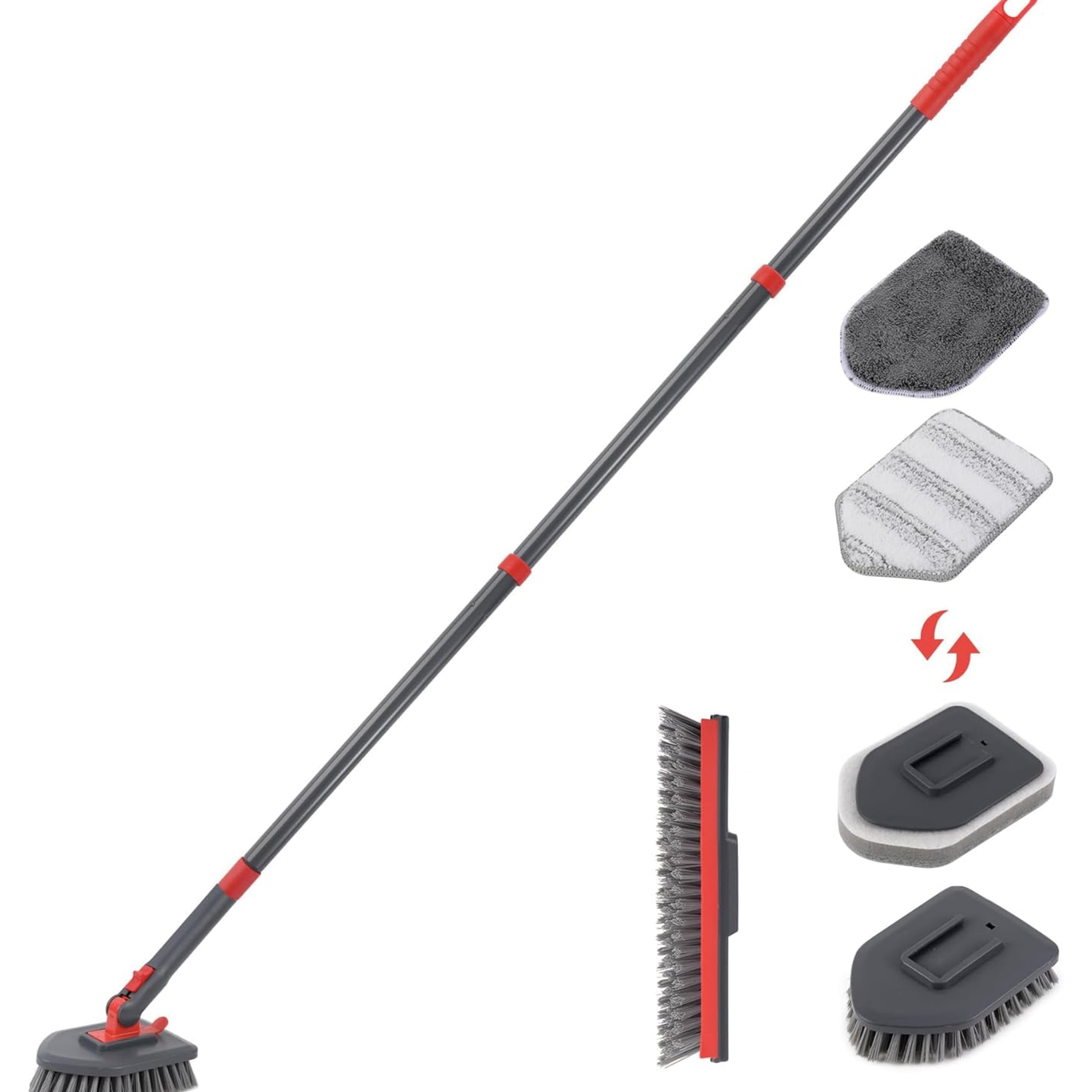 Tiumso Tile Scrubber with Long Handle, Tub Scrubber, 49'' Scrub Brush ...