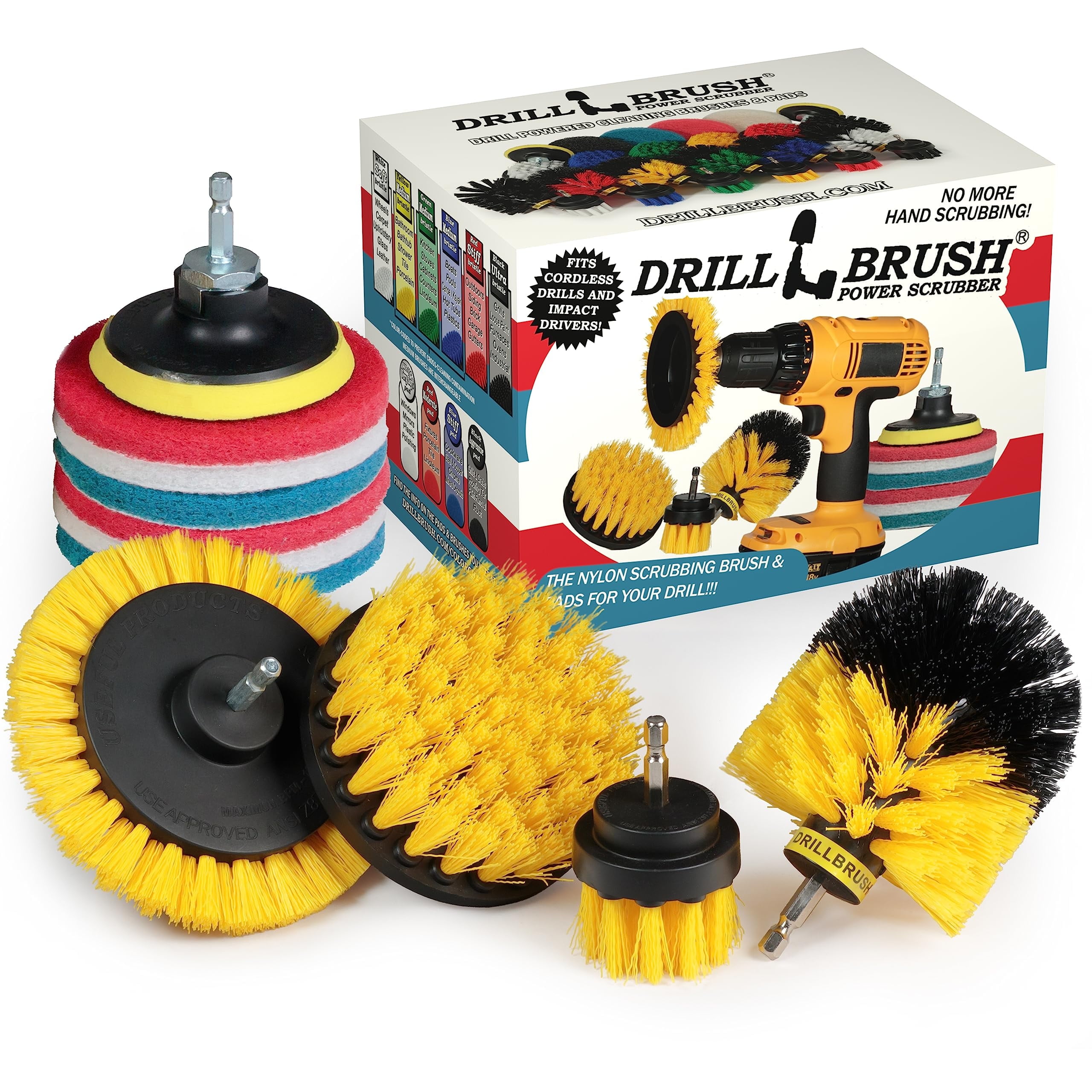 Tile & Shower Scrubber – Drill Brush & Scouring Pad Set for Deep ...