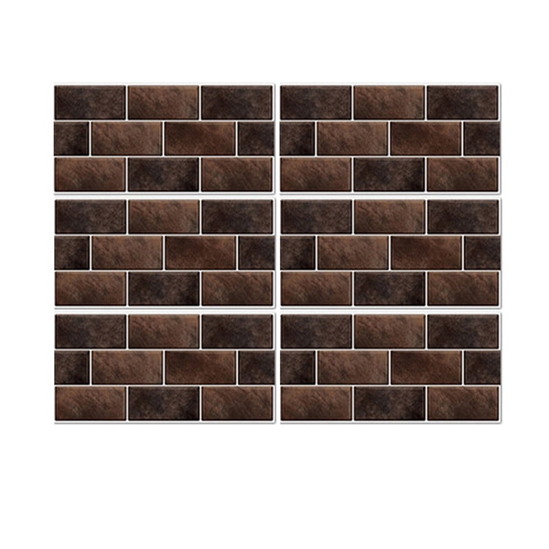 Tile Stickers 12"x6" Brown Brick Decals Vinyl Peel and Stick Kitchen ...