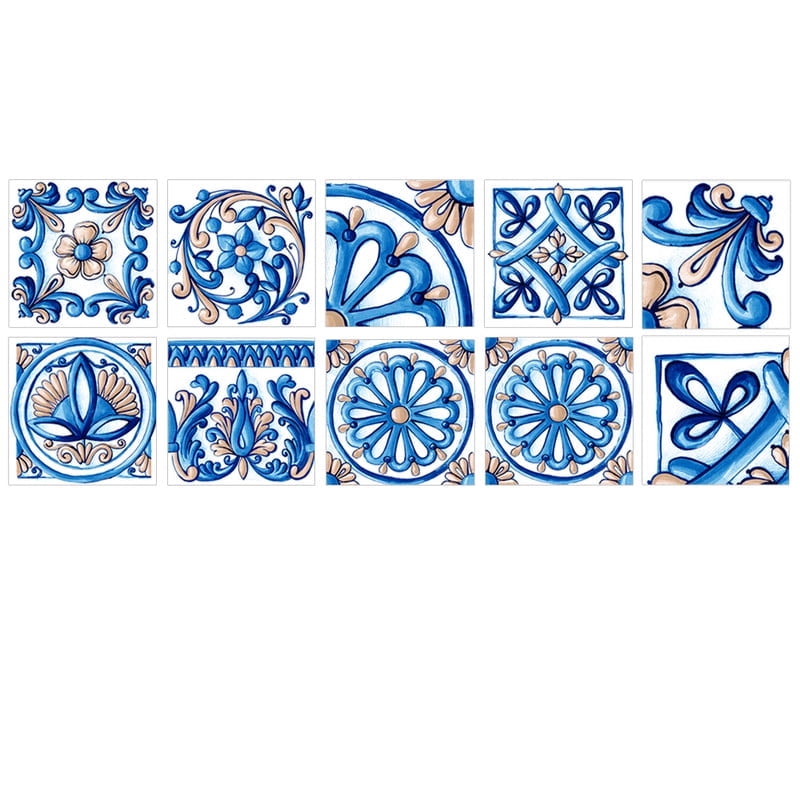 Tile Stickers 6"x6" Blue Self-adhesive Waterproof Vinyl Wall Decals ...