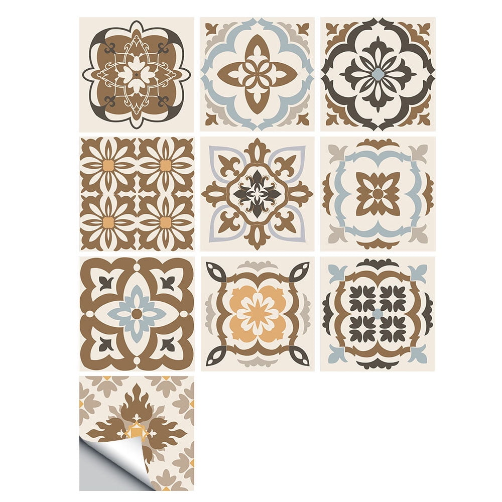 Tile Stickers 6"x6" Self-adhesive Waterproof Vinyl Decals Beige Peel ...