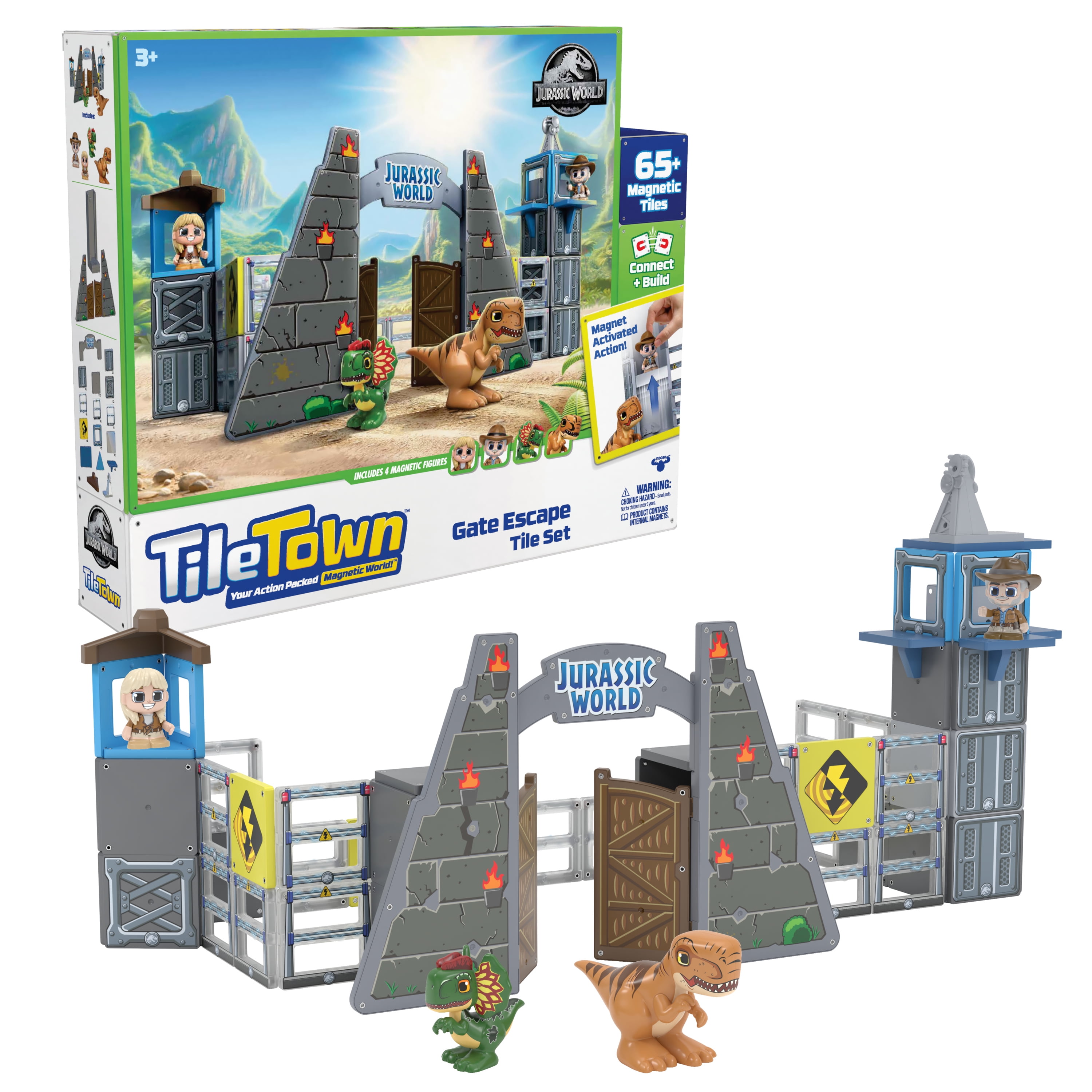 Tile Town Jurassic World Dino Escape Magnetic Tiles Building Set and ...