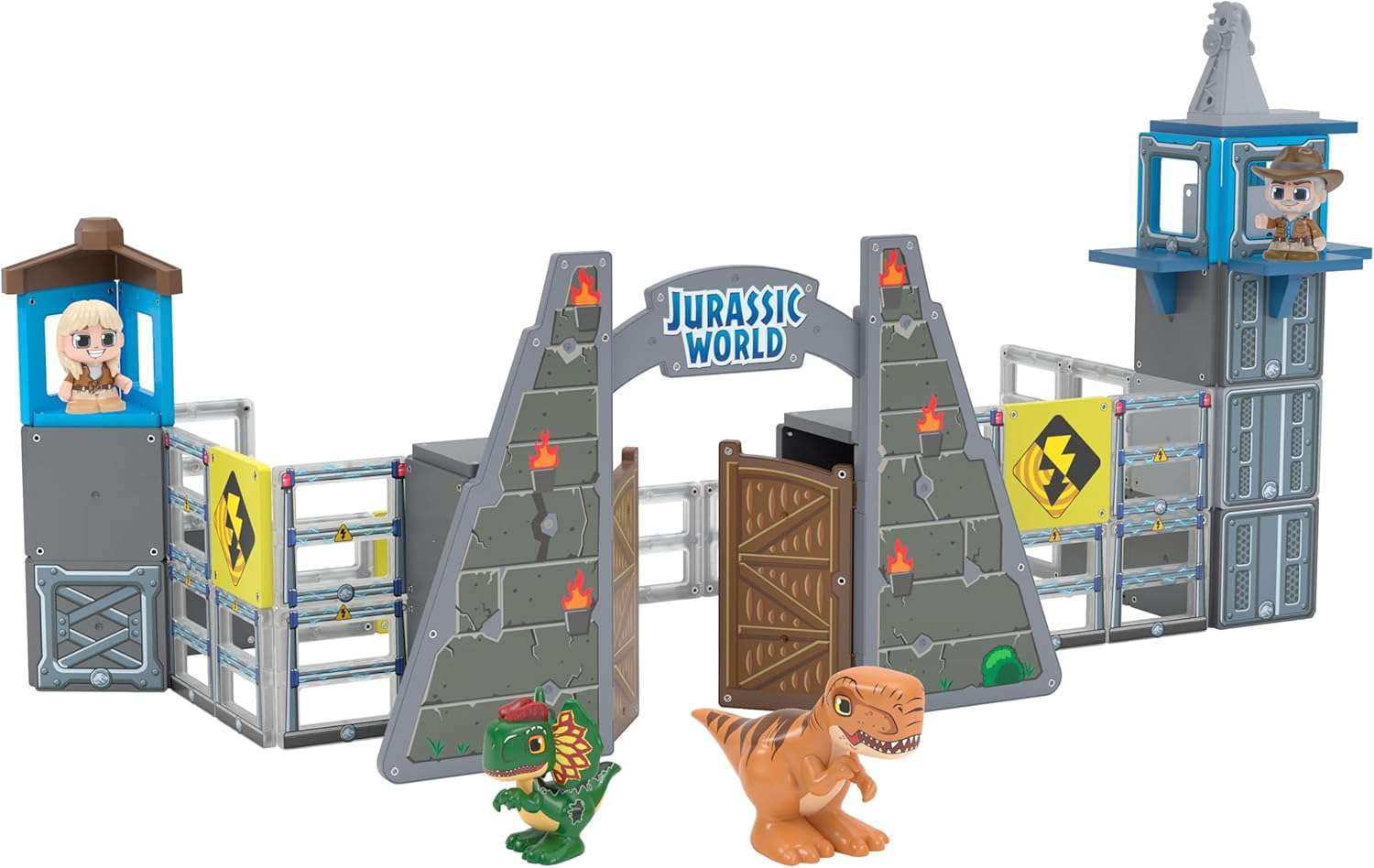 Tile Town Jurassic World Gate Escape Magnetic Tiles Set, 84 Pieces ...