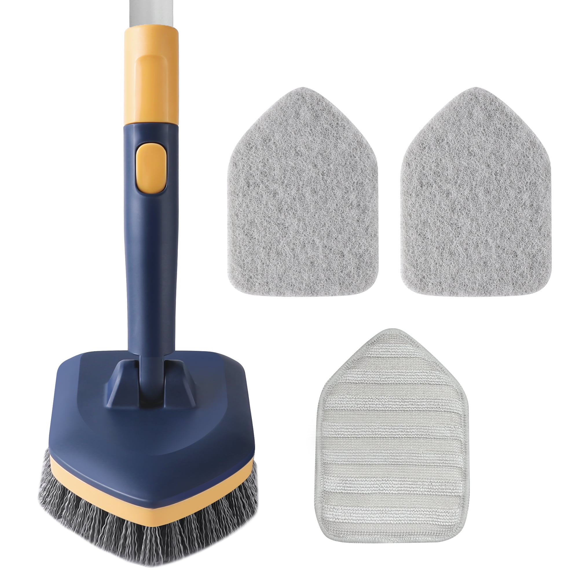 Tile and Tub Scrubber Brush with 3 Replaceable Heads and 50" Extendable ...