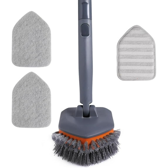 Tile Tub Scrubber Brush with Function Cleaning Heads and Extendable ...