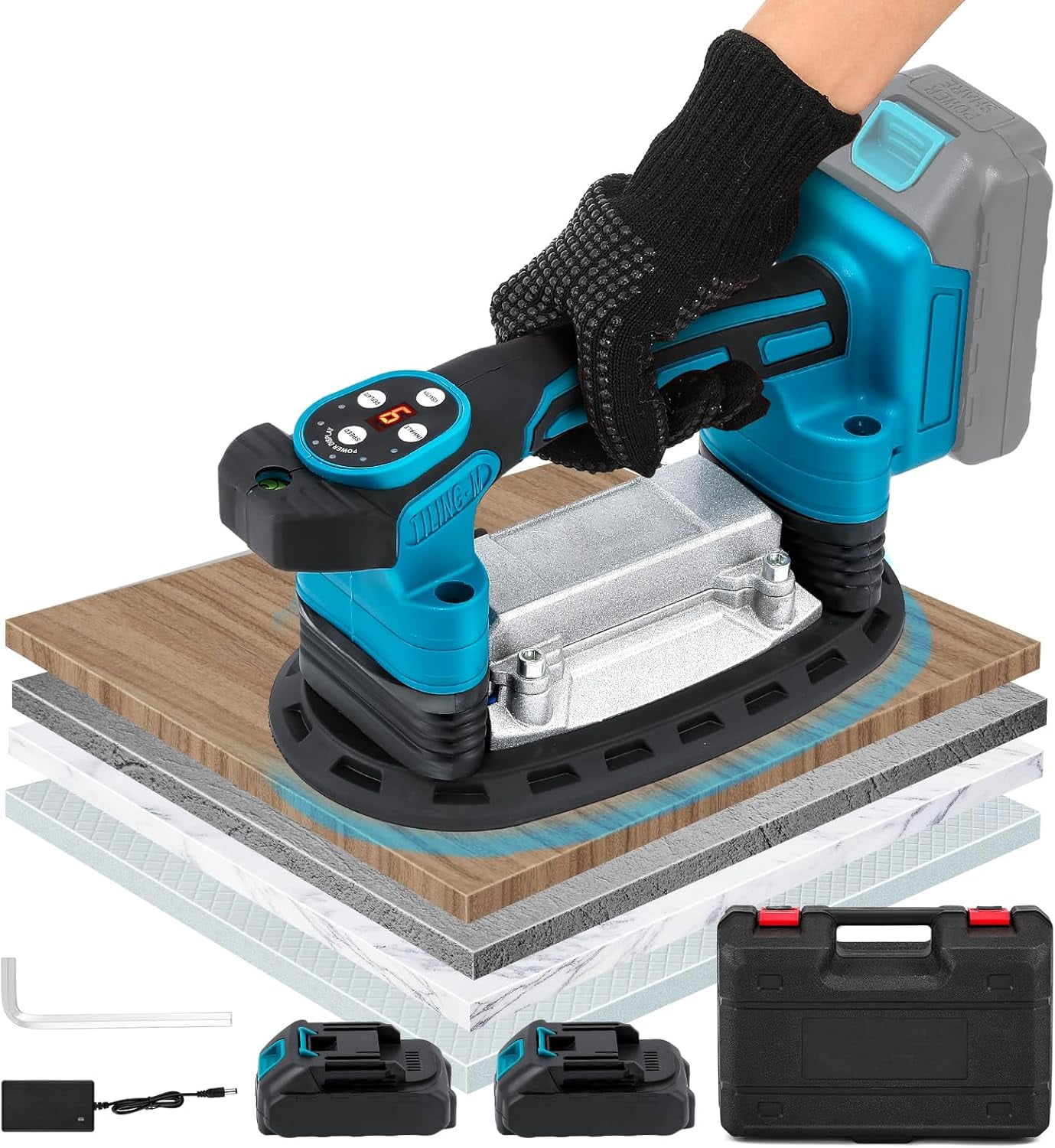 Tile Vibration Tool 220mm Suction Cup 441lbs/200kg Adsorption Handheld ...