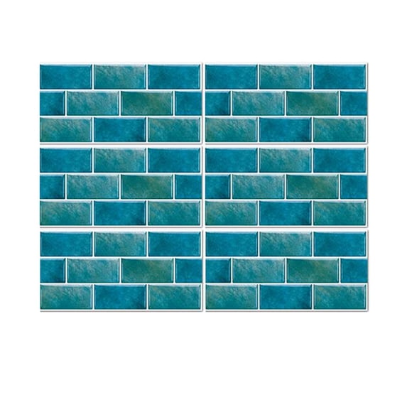 Tile Wall Stickers 12"x6" Blue Brick Decals Kitchen Backsplash Bathroom ...