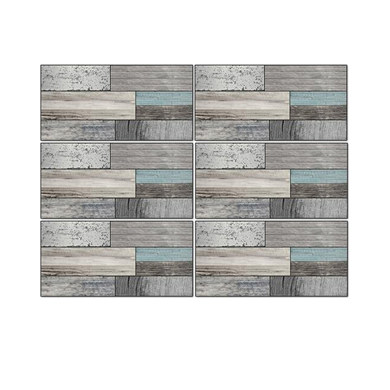 Tile Wall Stickers 12"x6" Gray Wood Grain Decals Vinyl Peel and Stick ...