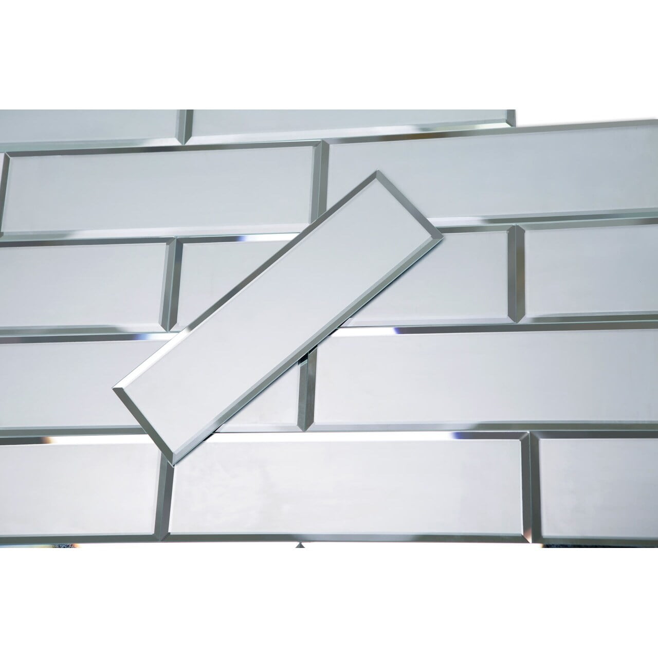 Tilebay 3" x 10" Beveled Edge Mirror Backsplash Kitchen Tiles (55 tiles ...