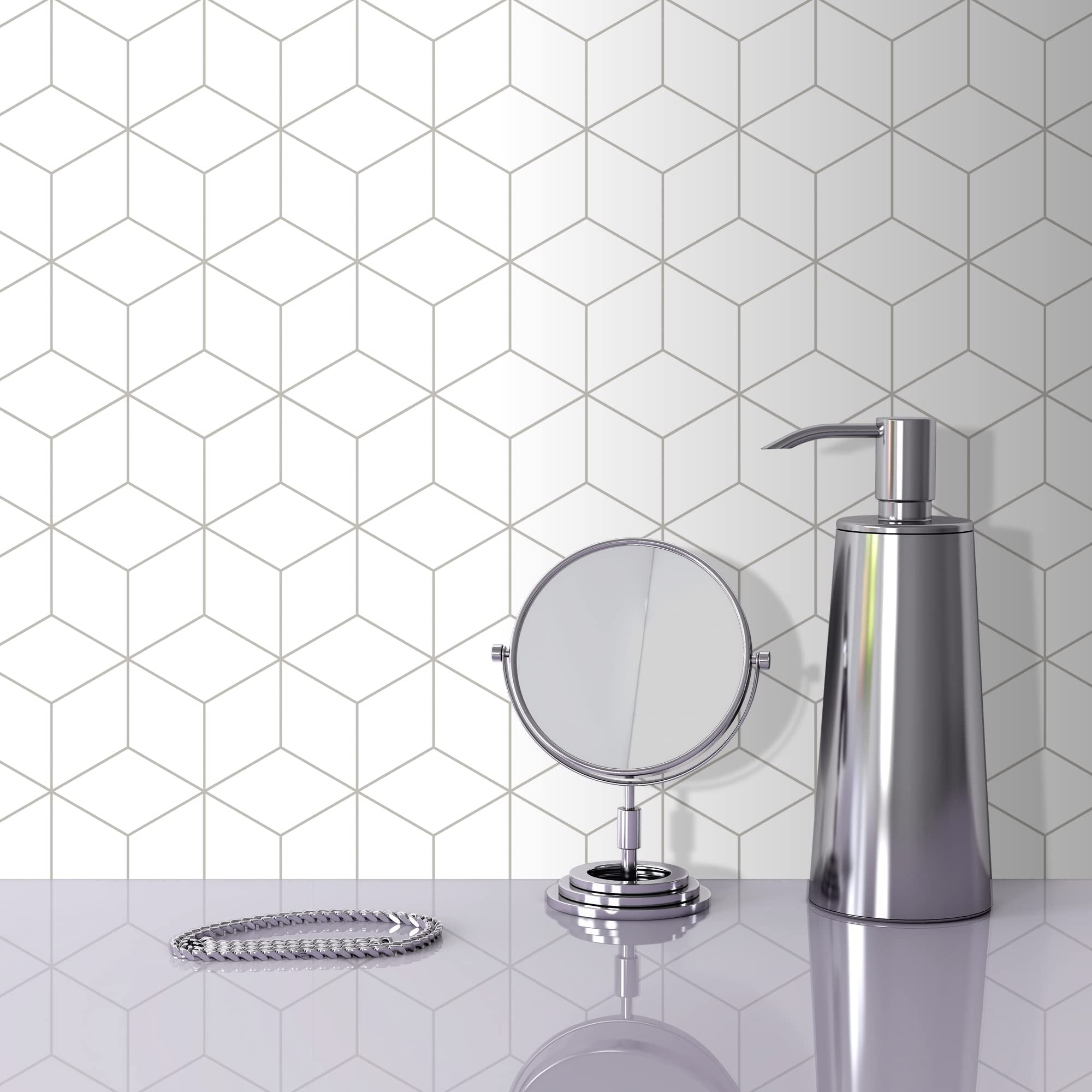 The Tiles Plaza Rhombus Backsplash Tile for Kitchen Peel and Stick ...