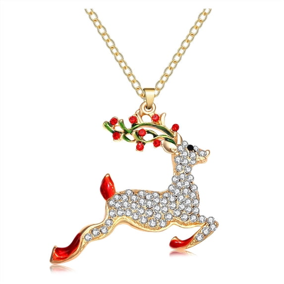 Tilga Christmas Necklaces For Women Glitzy Rhinestone Xmas Wreath Bell ...