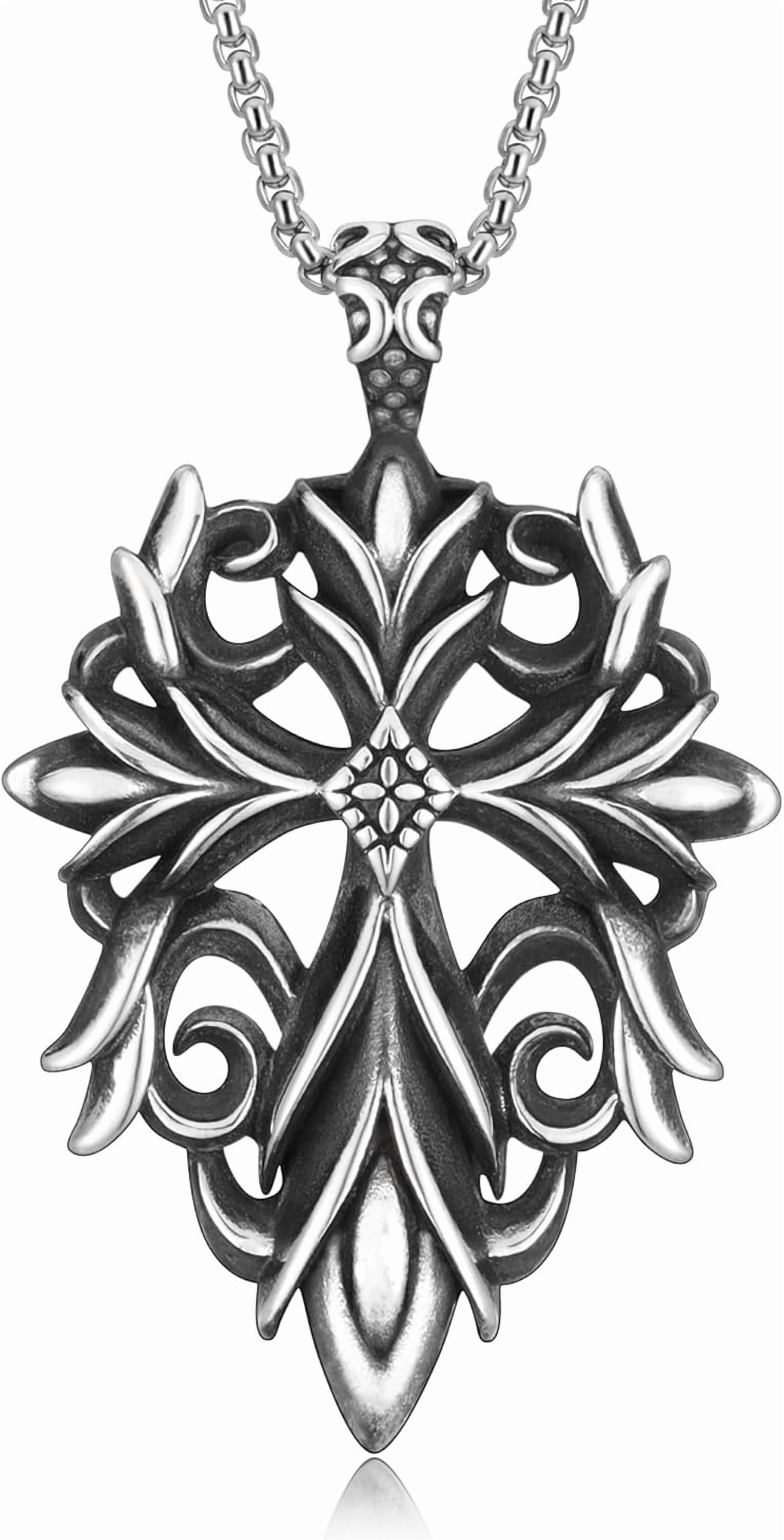 Tilga Cross Necklace for Men Silver Cross Chain Stainless Steel Pendant ...