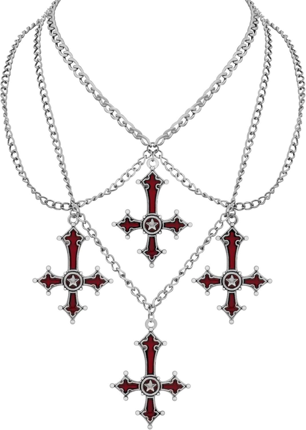 Tilga Gothic Red Goth Cross Necklace, Gothic Goth Emo Necklace, Grunge ...