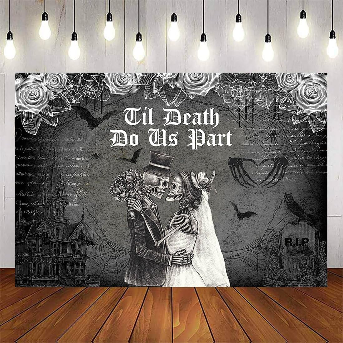 Till Death Do Us Part Backdrop Gothic Skull Wedding Bridal Shower Party ...