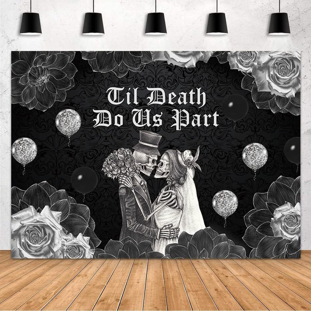 Till Death Do Us Part Backdrop Halloween Wedding Party Decorations ...