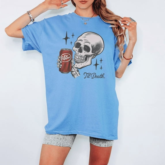 Till Death Skeleton Drinking Graphic T-Shirt, Funny Soda Lover Tee ...