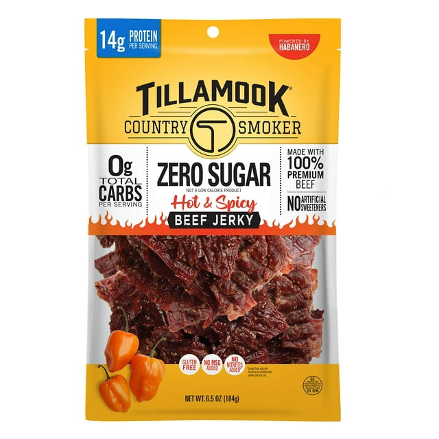 Tillamook Country Smoker Keto Aif4 Friendly Zero Sugar Beef Jerky Hot