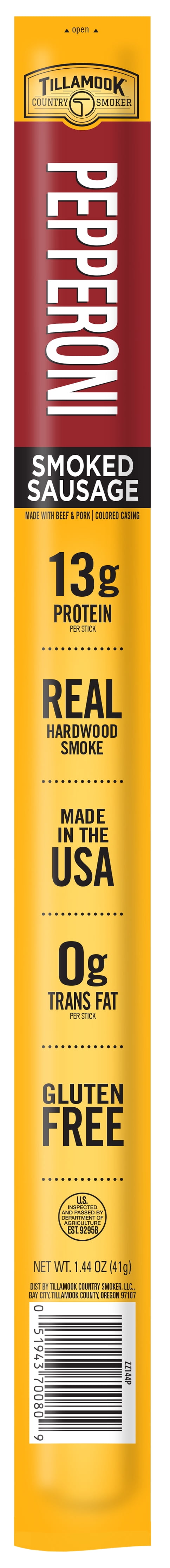 Tillamook Country Smoker Pepperoni Sausage Stick 1.44 oz Ready to Eat ...