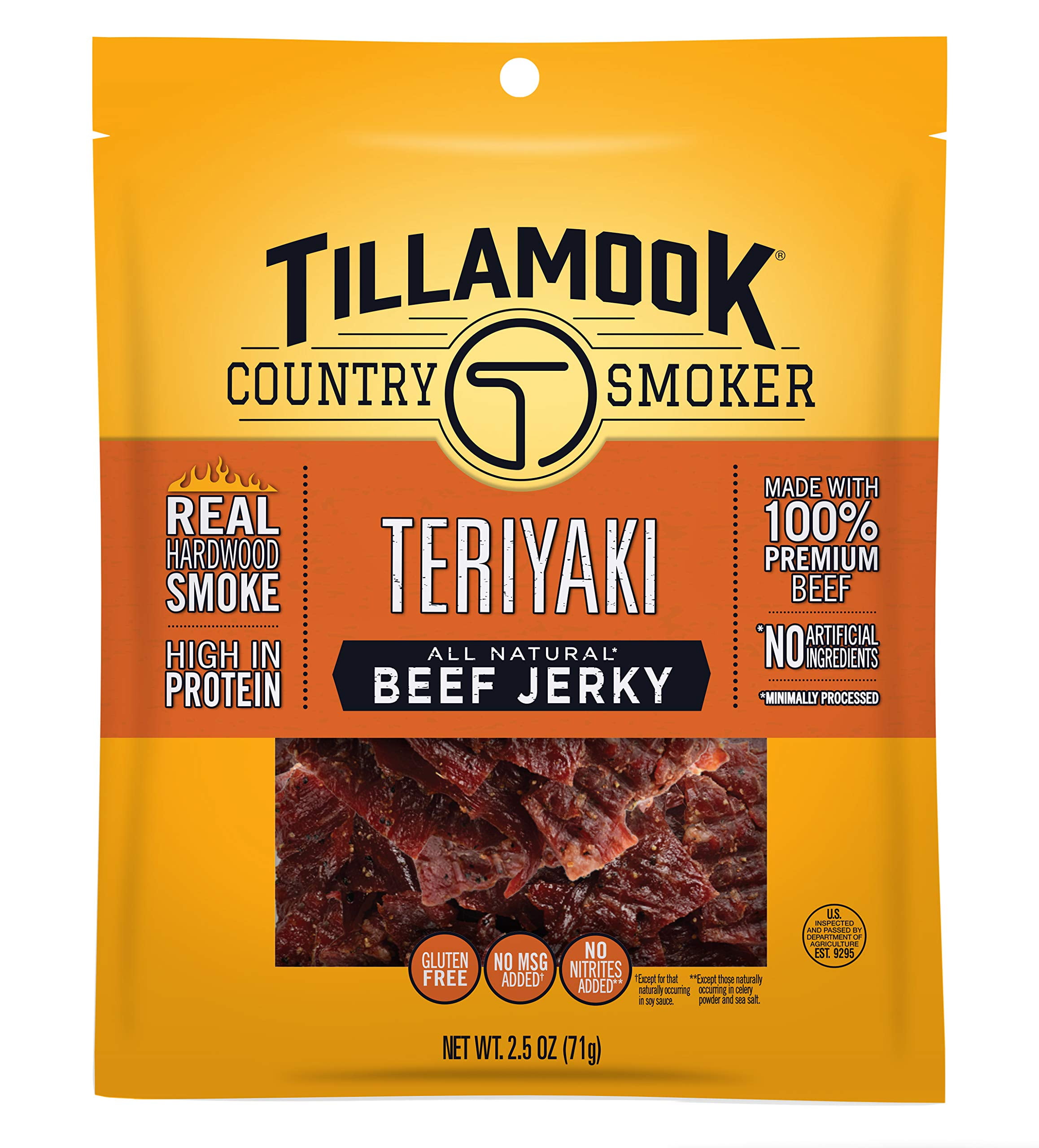 Tillamook Country Smoker Real Hardwood Smoked Beef Jerky, Teriyaki, 2.5 ...