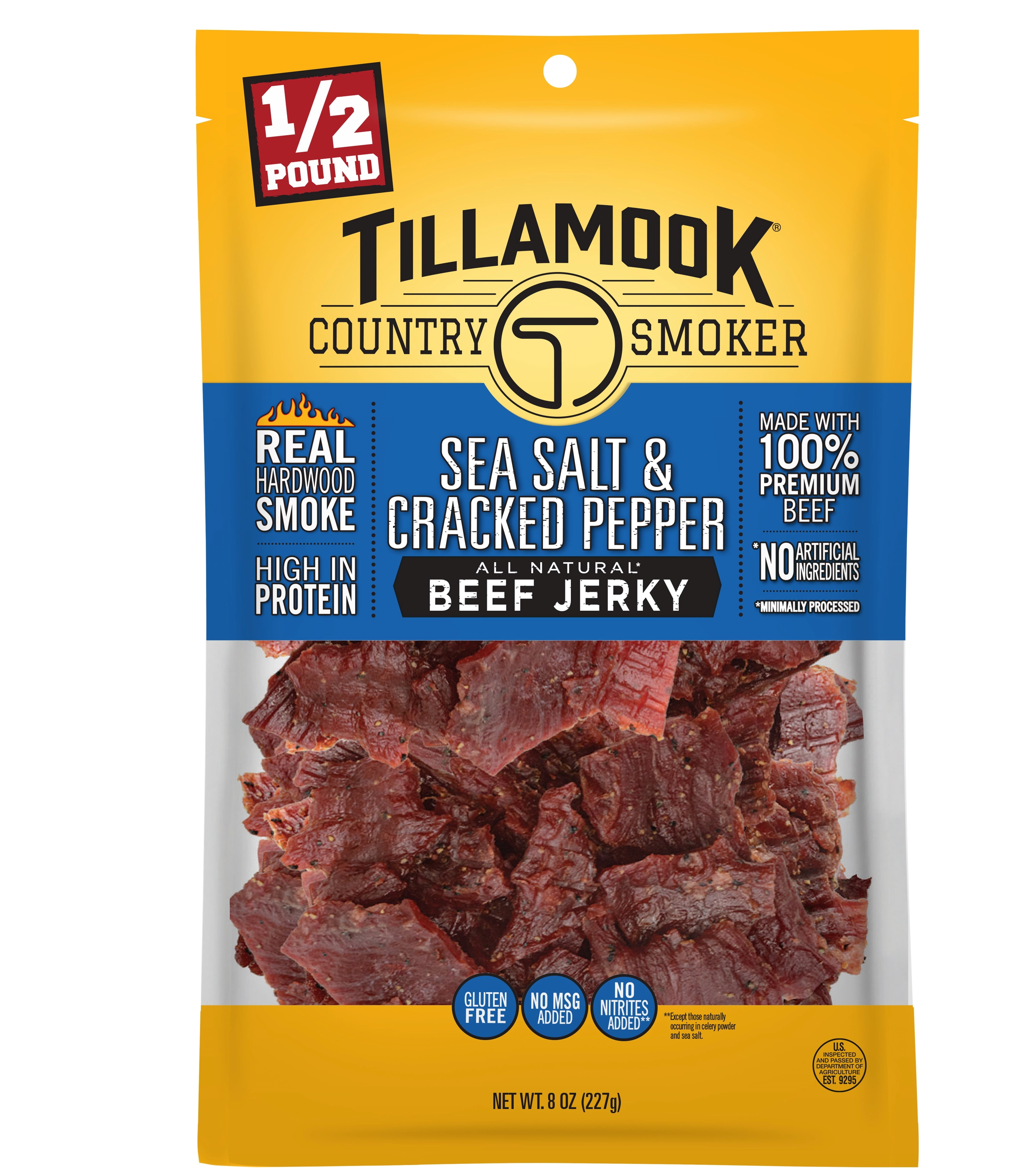 Tillamook Country Smoker, Sea Salt & Pepper Beef Jerky, 8 oz Bag ...