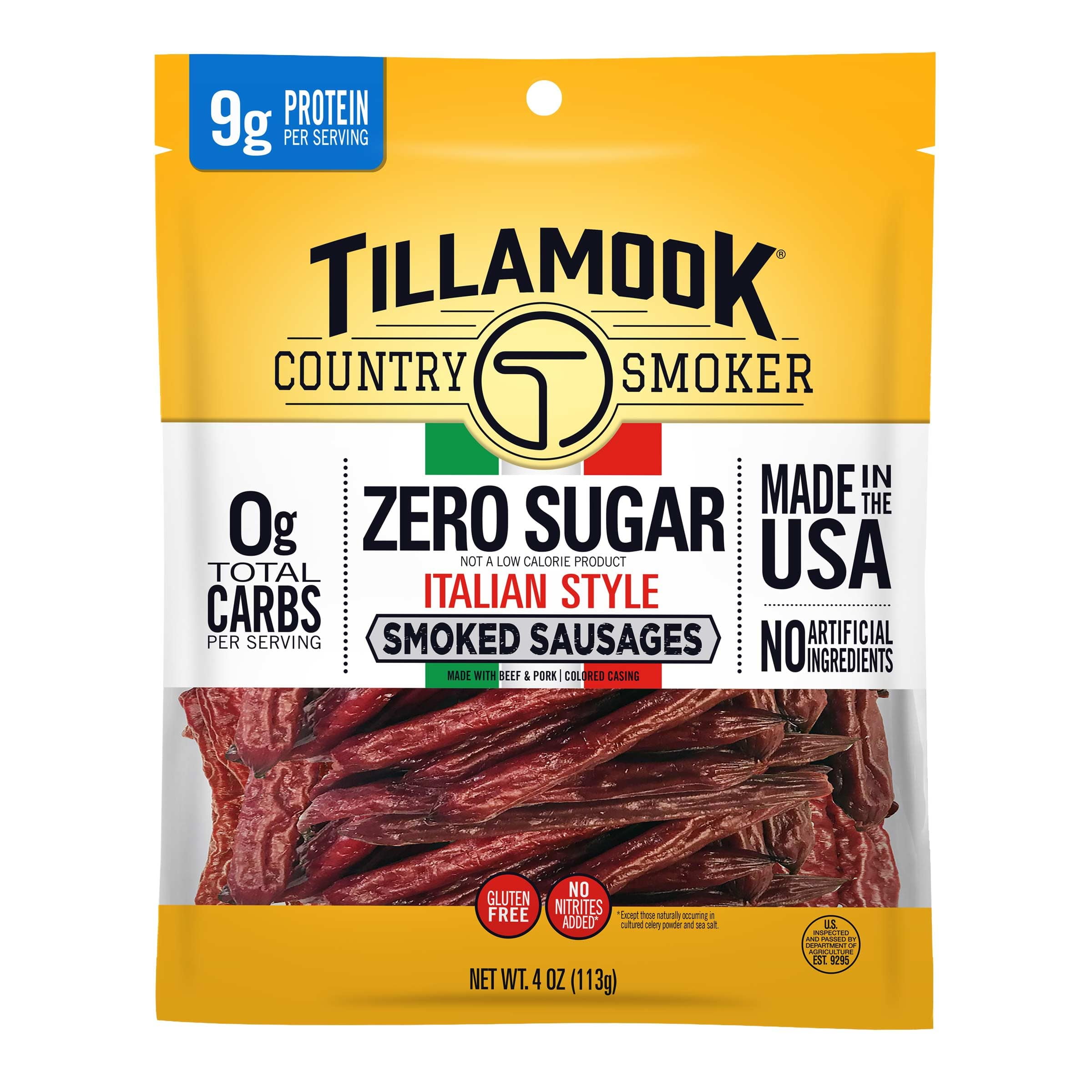 Tillamook Country Smoker Smoked SAF21 Sausage, Zero Sugar, Italian ...