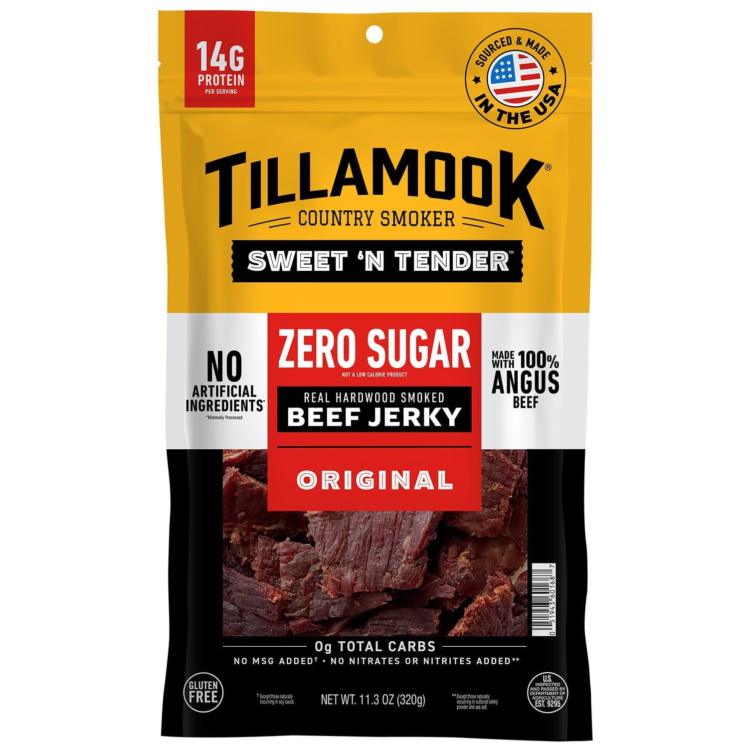 Tillamook Country Smoker Zero Sugar Sweet 'N Tender Beef Jerky, 11.3 ...