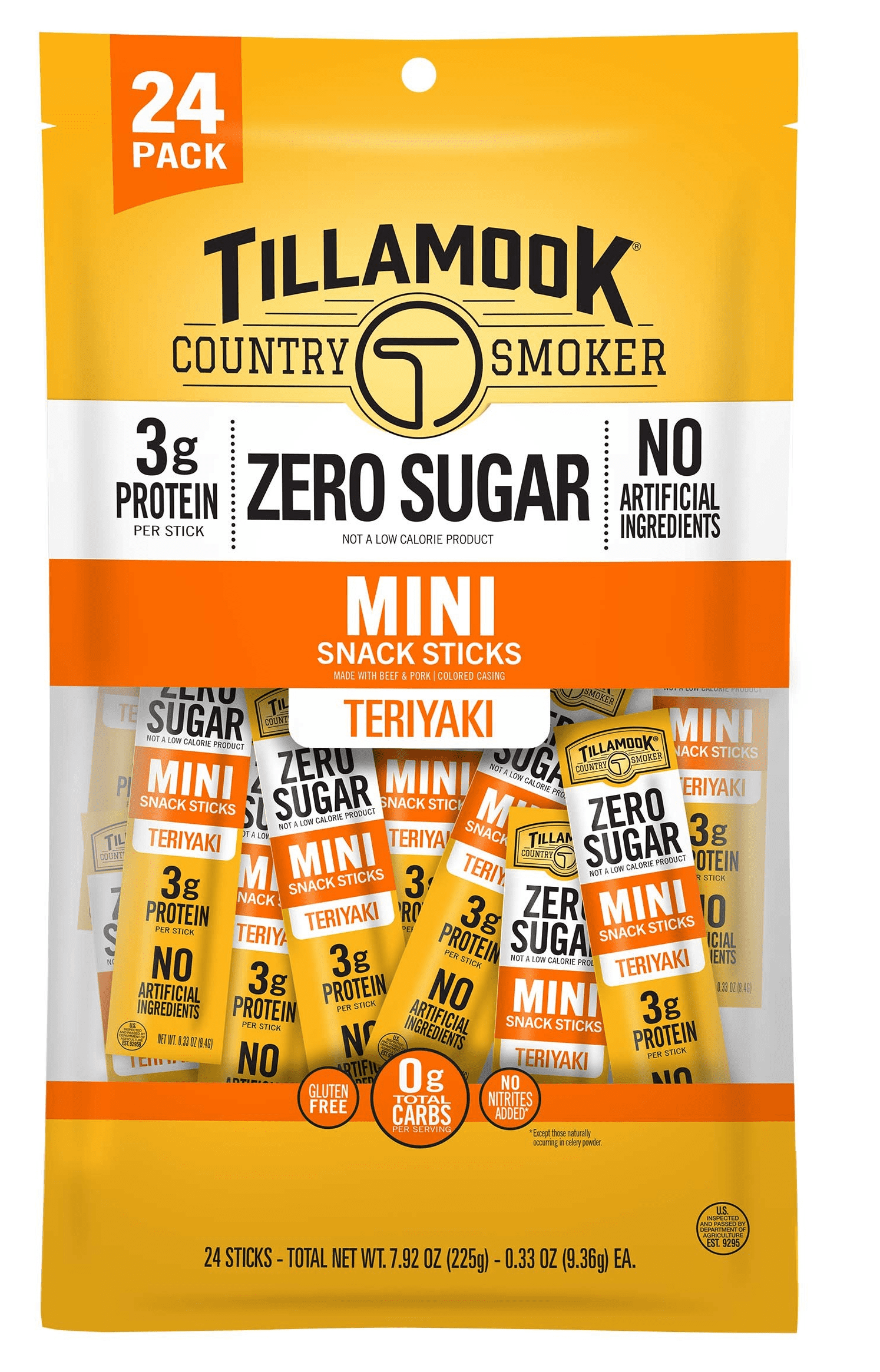 Tillamook Country Smoker, Zero Sugar Teriyaki Mini Sticks - Walmart.com