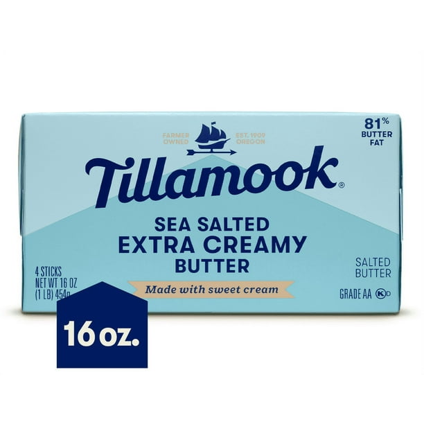 Tillamook Extra Creamy Salted Butter Sticks, 4 Count 16 oz - Walmart ...