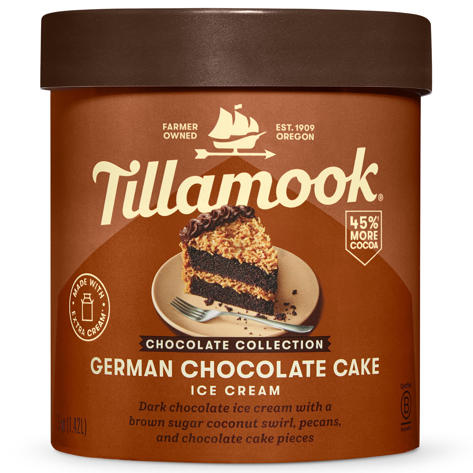 Tillamook German Chocolate Cake Ice Cream, 48 oz - Walmart.com