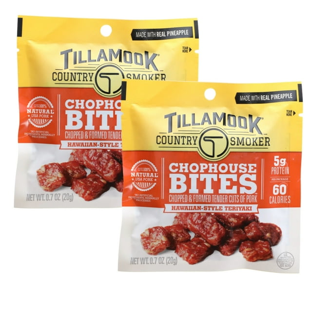 Tillamook Pork Jerky Snacks Country Smoker Chophouse Bites, Hawaiian ...