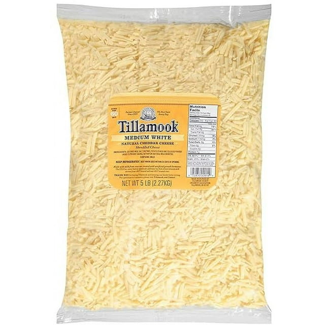 Tillamook White Medium Shredded Cheddar Cheese, 5 Pound - 5 per case ...