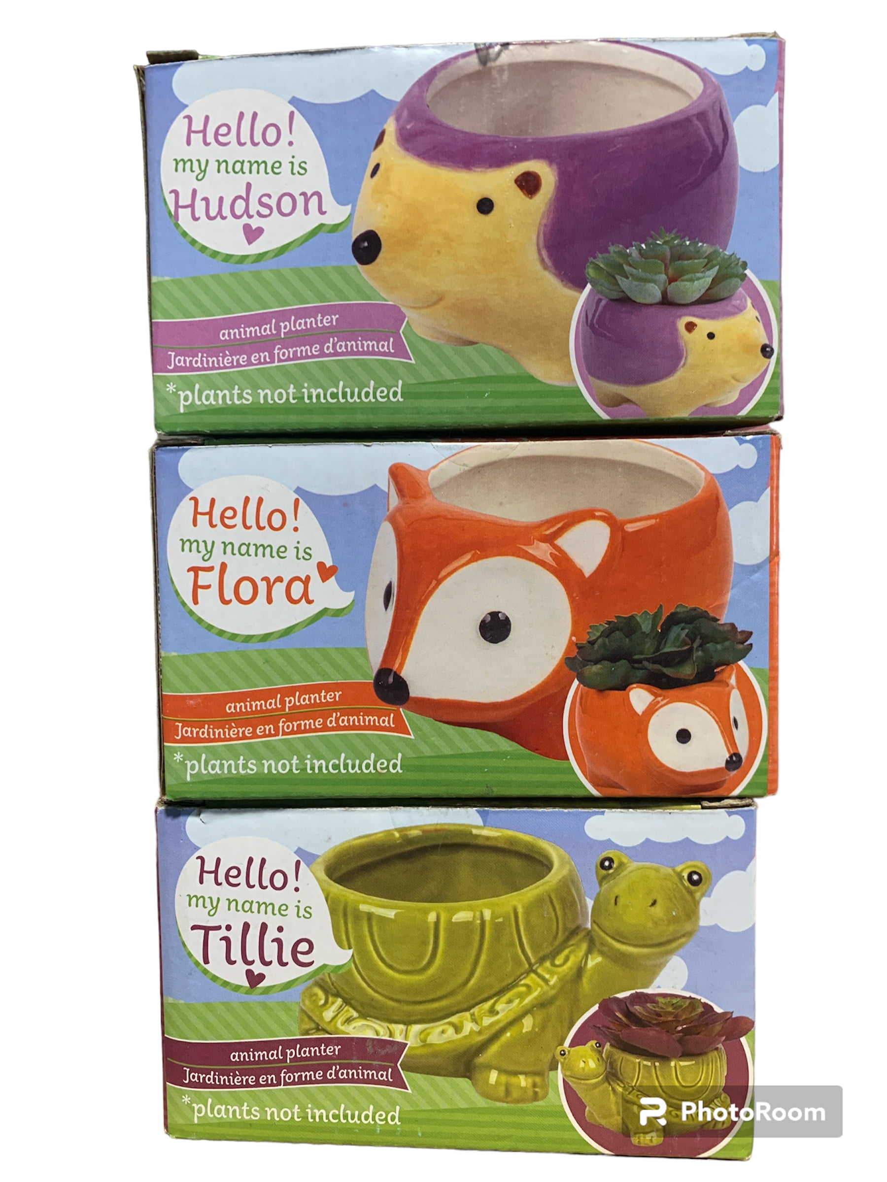 Tillie The Turtle, Flora the Fox, Hudson the Hedgehog Ceramic Animal ...