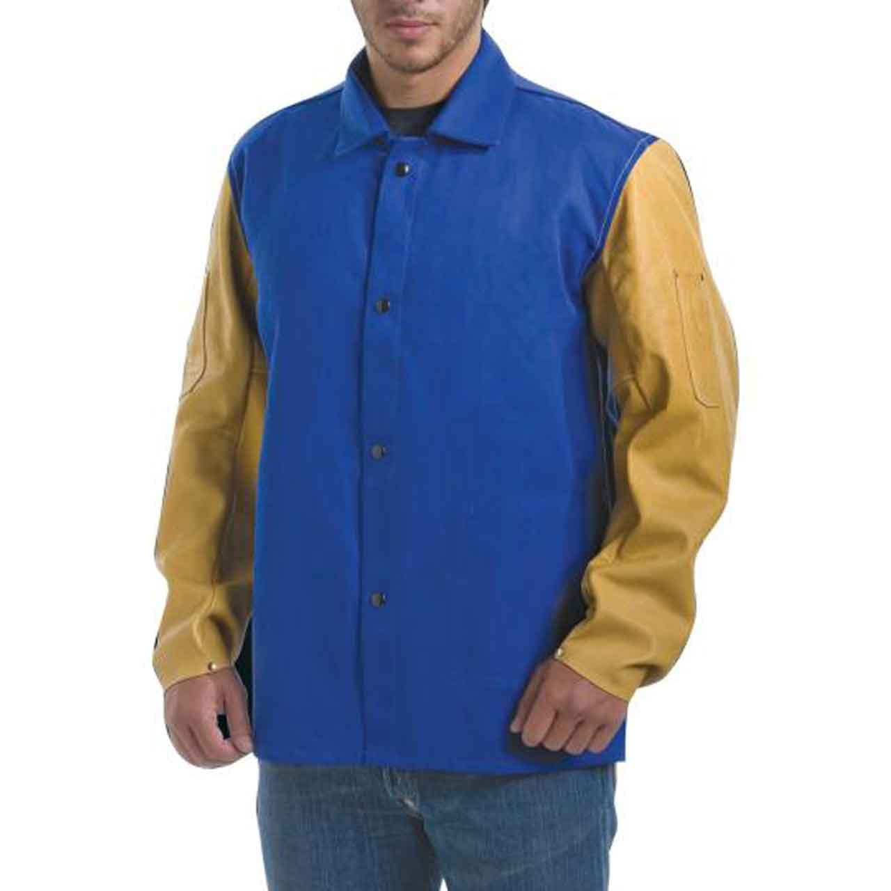 Tillman 9240 30" 9 oz. Blue Westex FR Cotton/Cowhide Welding Jacket, 3X ...