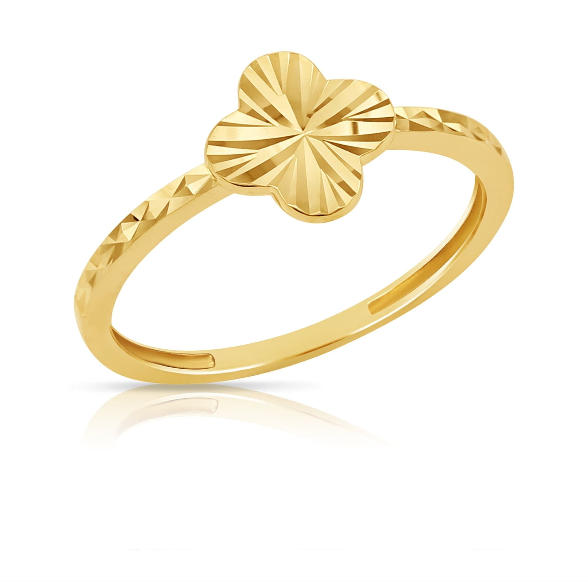 Tilo Jewelry 10K Yellow Gold Four Leaf Clover Promise Band Ring | Size ...